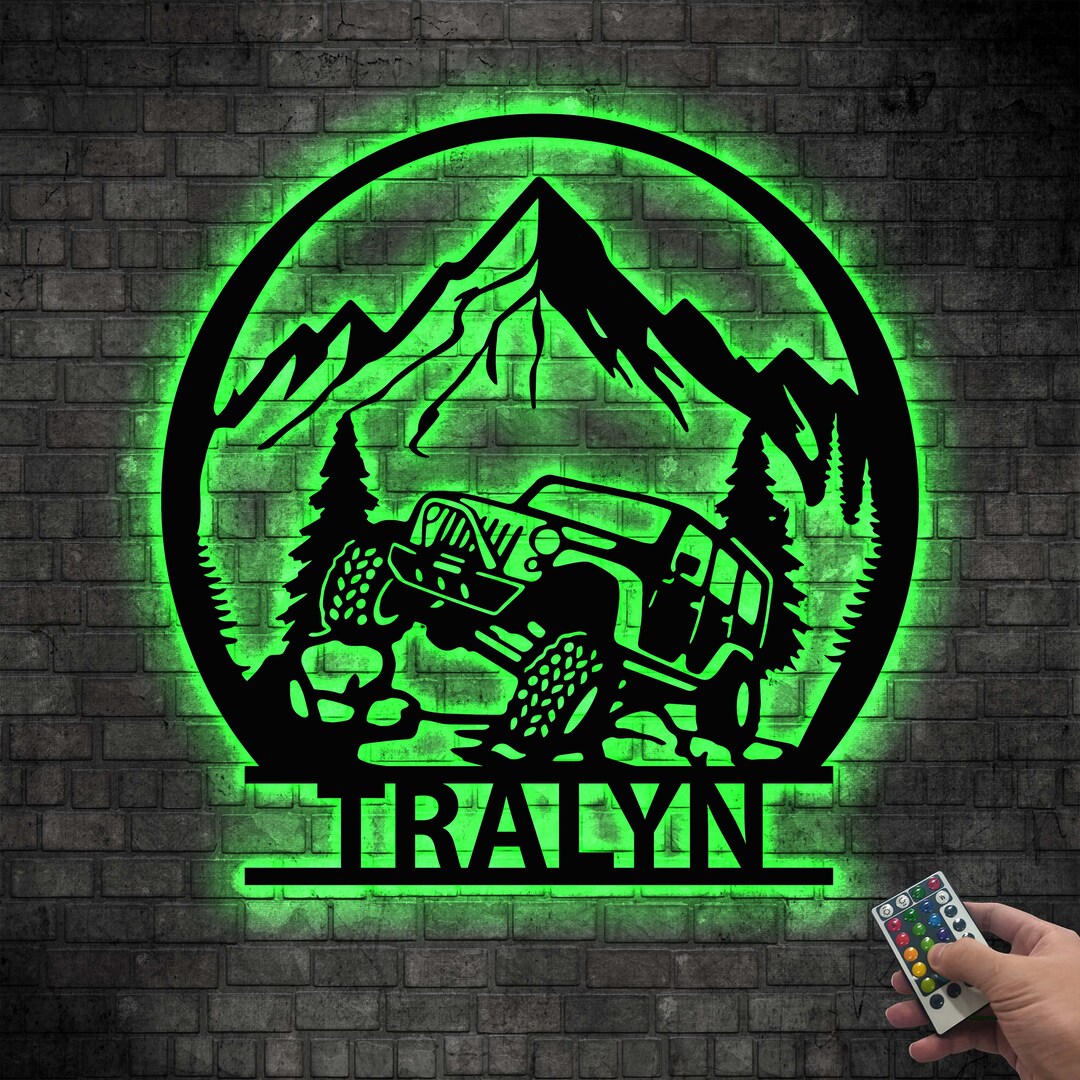 Custom Offroad Car Metal Wall Art Led Light, Garage Sign Personalized ...