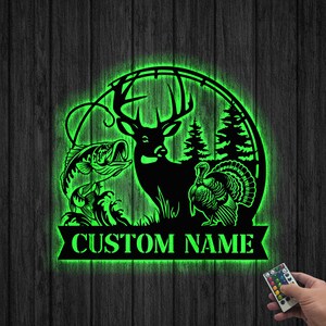 Custom Deer Turkey Hunting Metal Sign Led Lights, Hunter Name Sign,deer ...