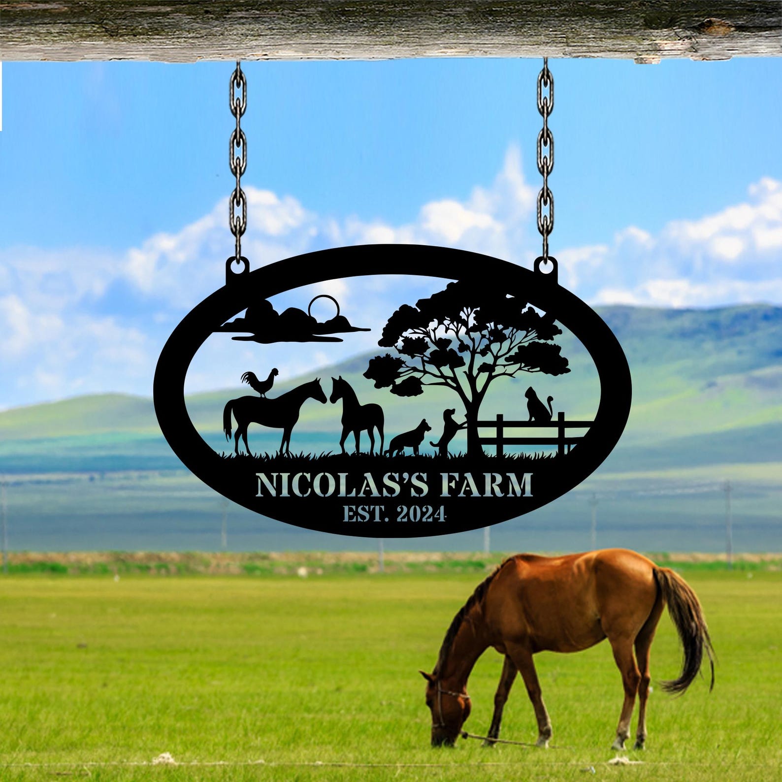 Personalized Farmhouse Metal Sign, Custom Metal Farm Sign, Farm Gate ...