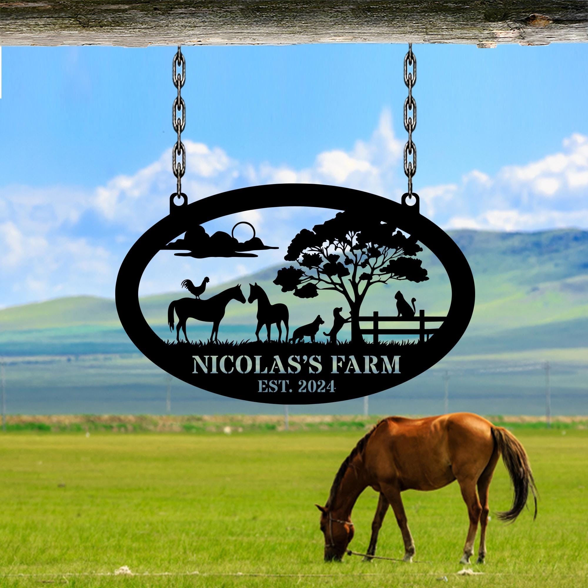 Personalized Farmhouse Metal Sign, Custom Metal Farm Sign, Farm Gate ...