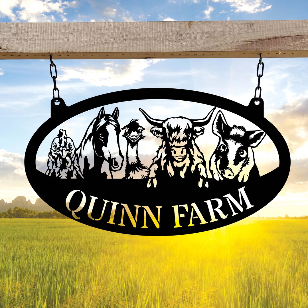 Personalized Farmhouse Sign, Custom Farm Metal Sign, Animal Farm Sign ...