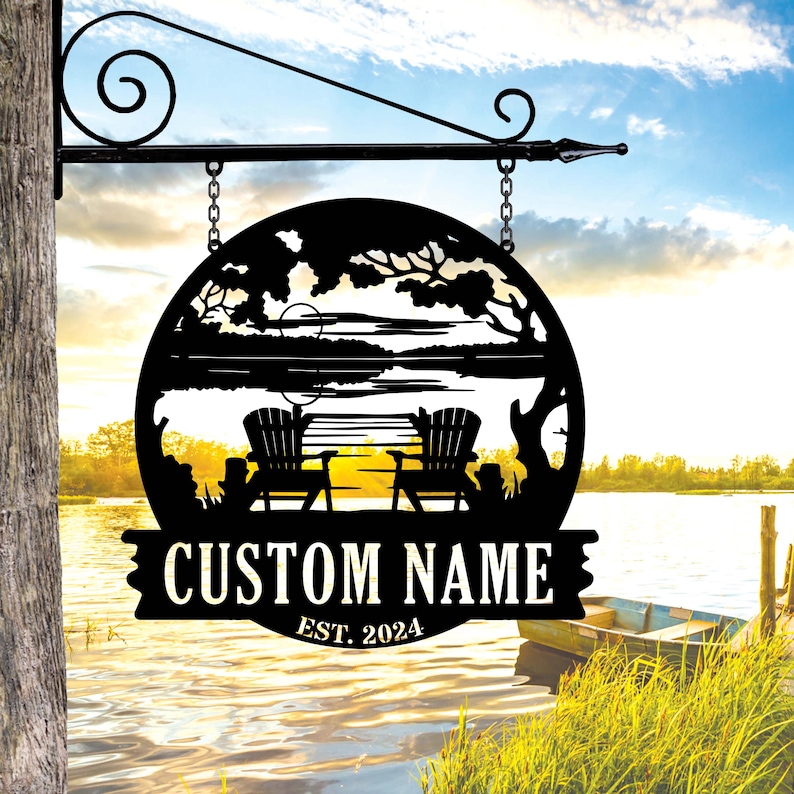 Personalized Lake House Metal Sign, Lake Scene Sign,front Porch Decor ...