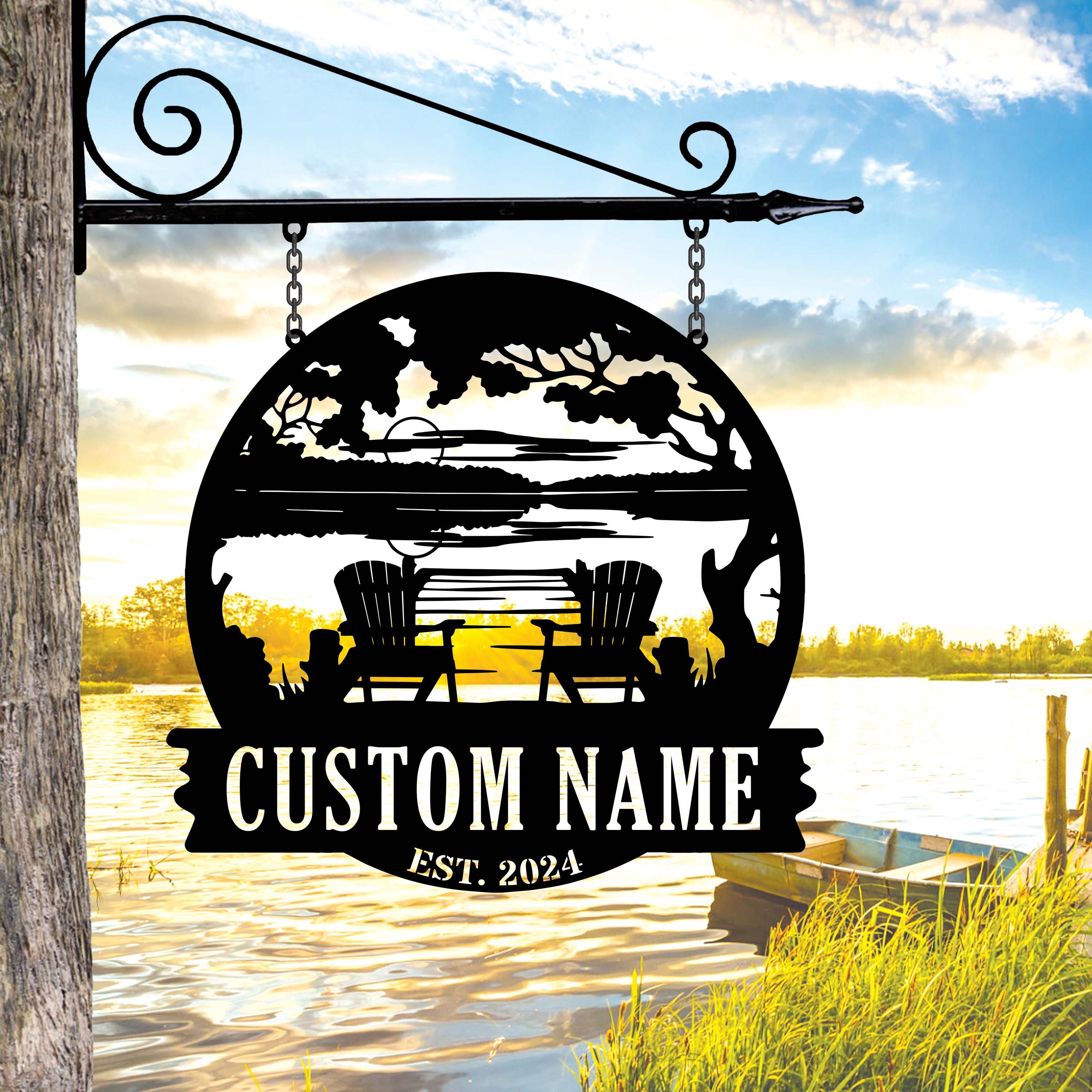 Personalized Lake House Metal Sign, Lake Scene Sign,front Porch Decor ...