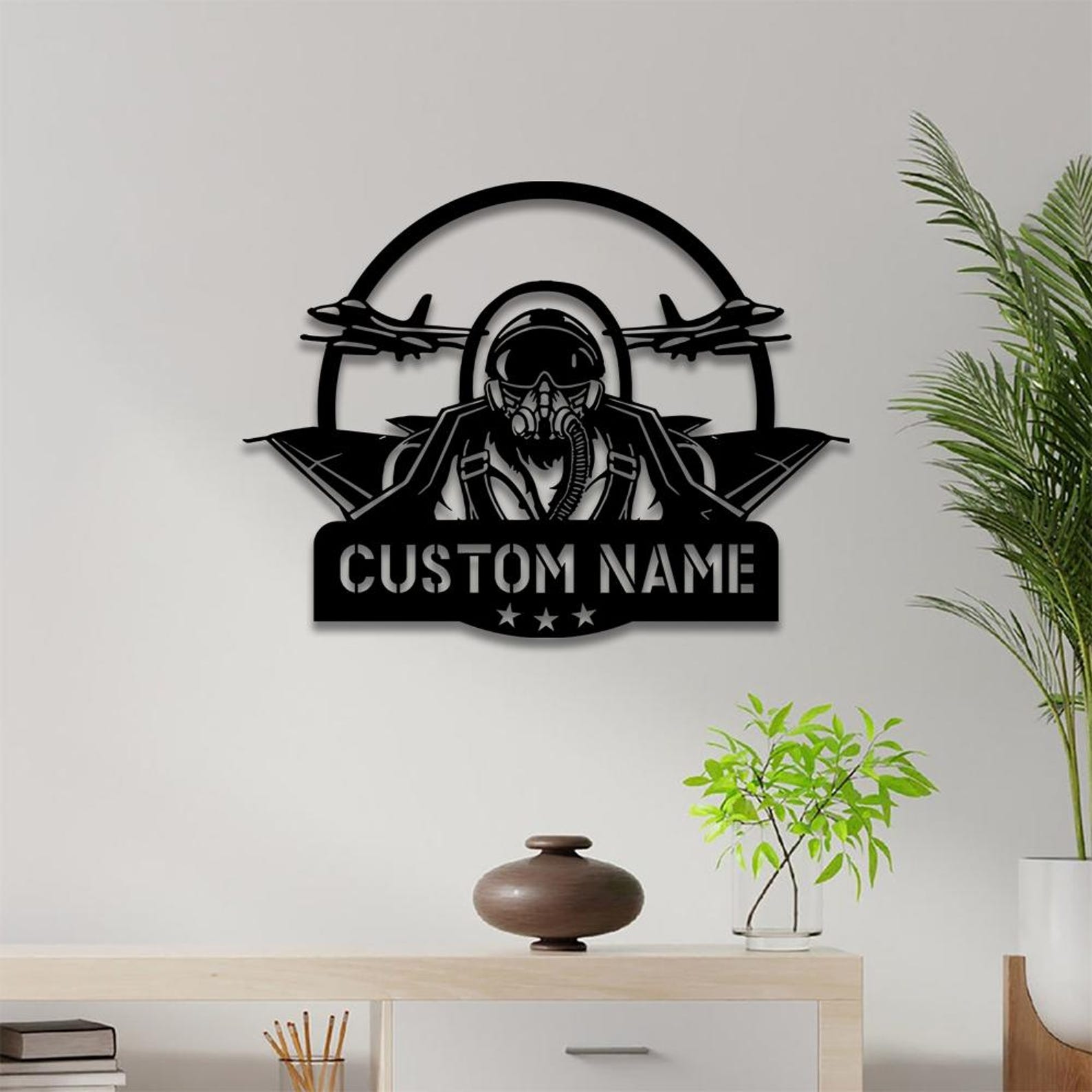 Custom Fighter Jet Metal Wall Art LED Personalized Aircraft Airforce ...