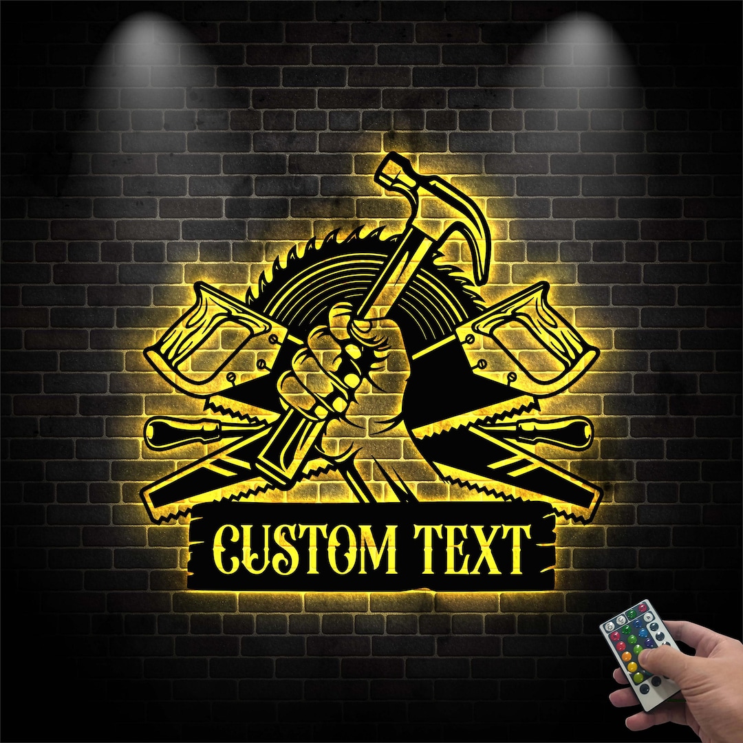 Custom Carpenter Tools Metal Wall Art, Personalized Carpenter Name Sign ...