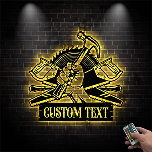 Custom Carpenter Tools Metal Wall Art, Personalized Carpenter Name Sign ...