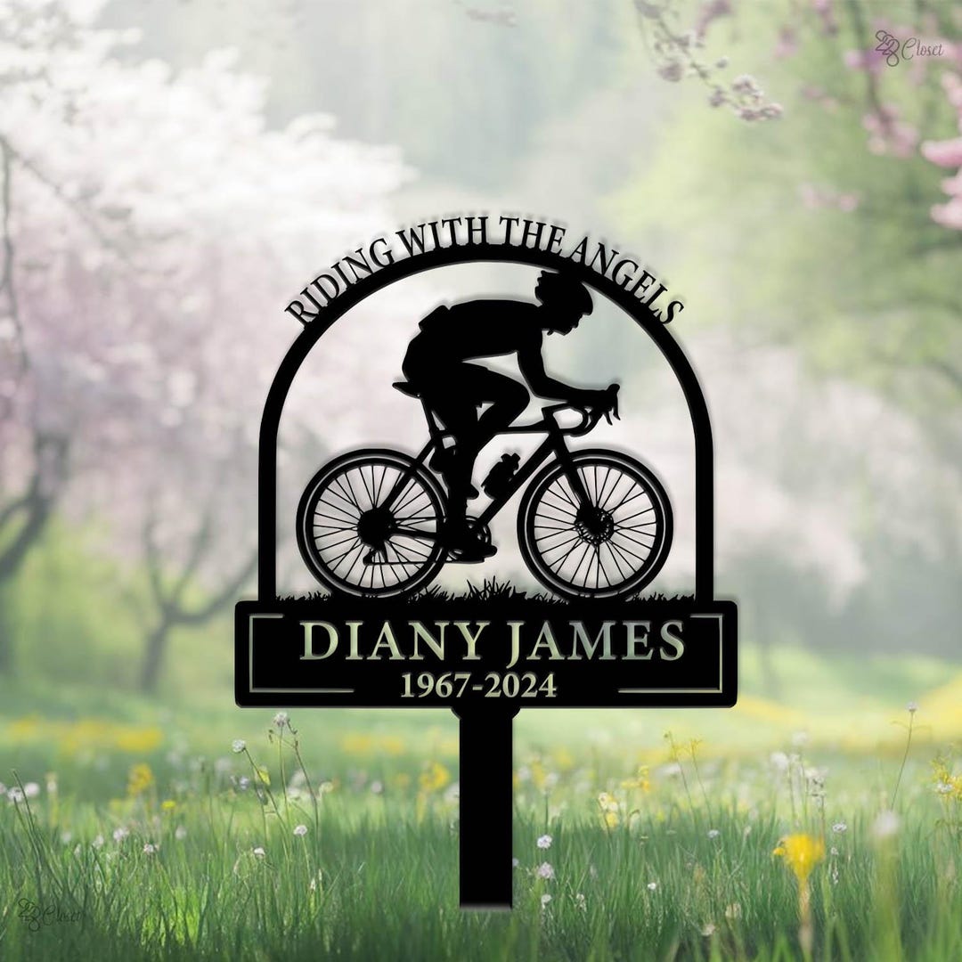 Personalized Cyclist Memorial Sign, Riding With the Angels, Cyclist ...