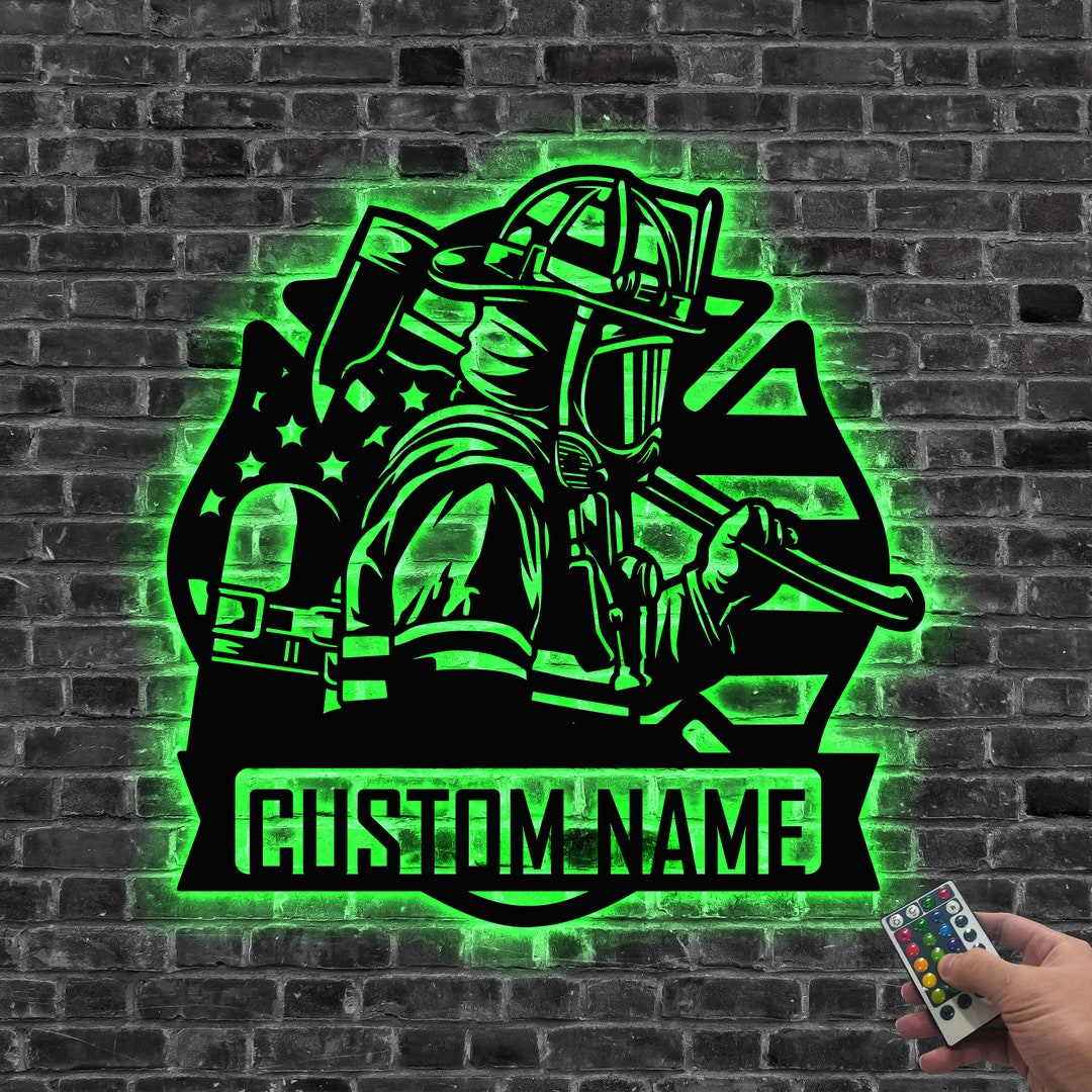 Personalizable Firefighter Metal Wall Art,american Flag and Fireman ...