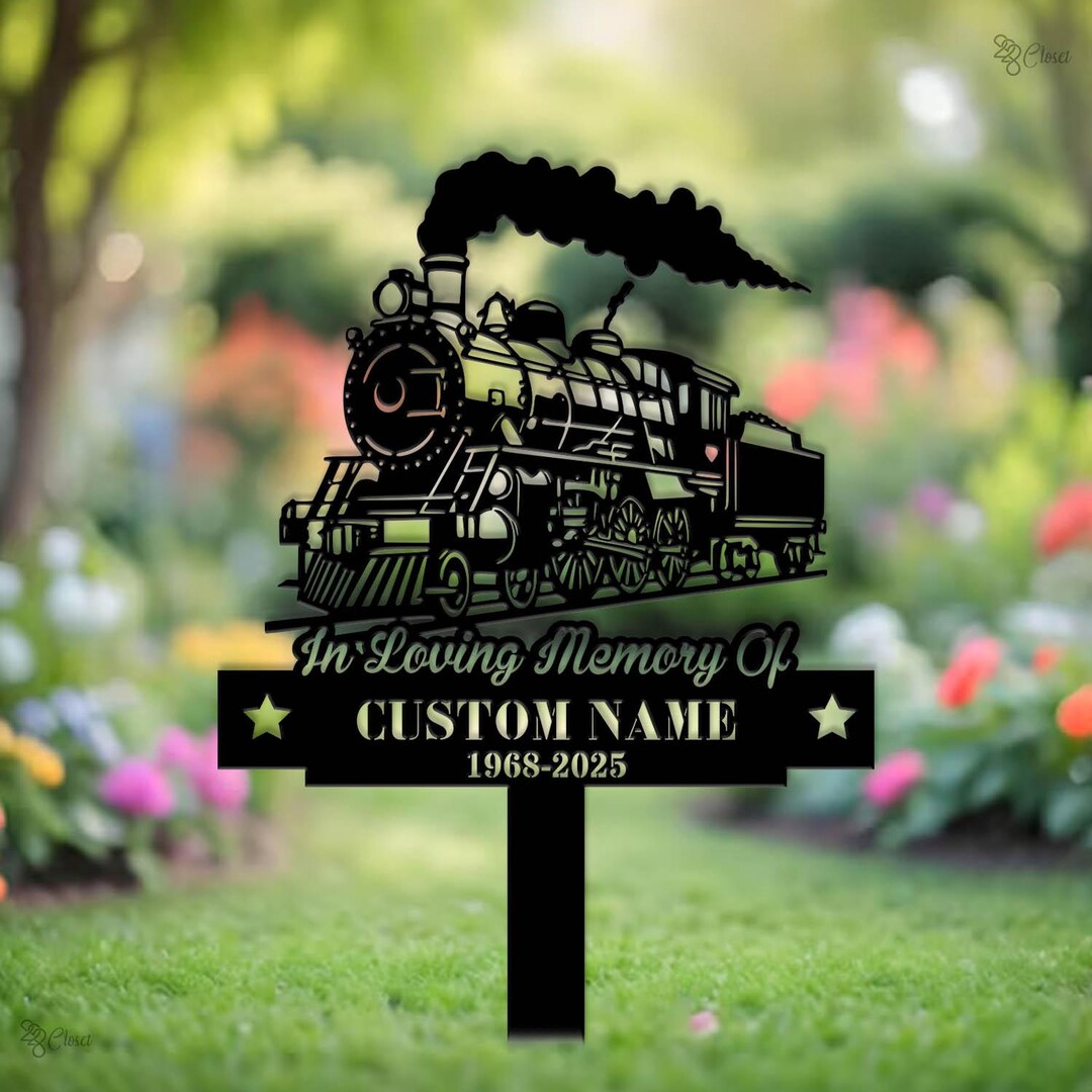 Personalized Train Memorial Sign, Memory Train Yard Sign, Railroad ...