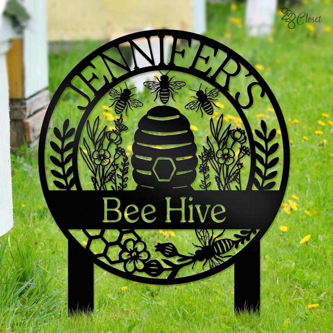 Custom Bee Garden Stake Metal Sign, Bee Keeper Gift, Garden Sign, Bee ...