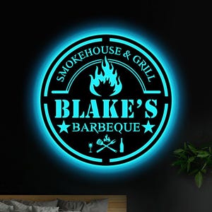 Custom Barbeque Metal Wall Art, Personalized BBQ Metal Sign, Smokehouse ...