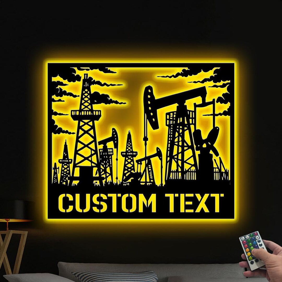 Personalized Oil Field Metal Wall Art, Oilfield Metal Sign Light, Oil ...