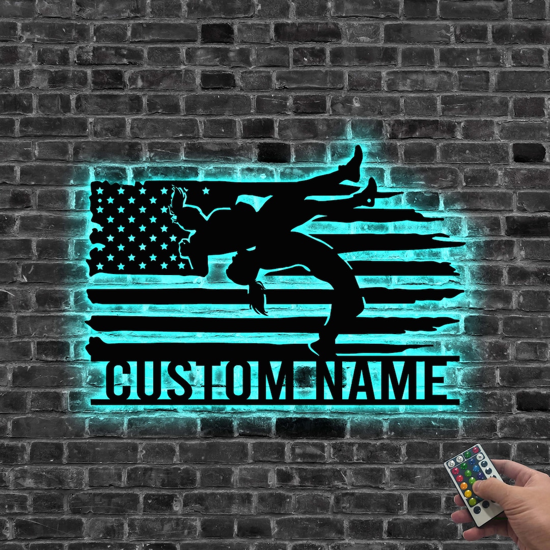Custom Wrestling Sign Female Wrestler Metal Wall Art Led Light,wrestler ...