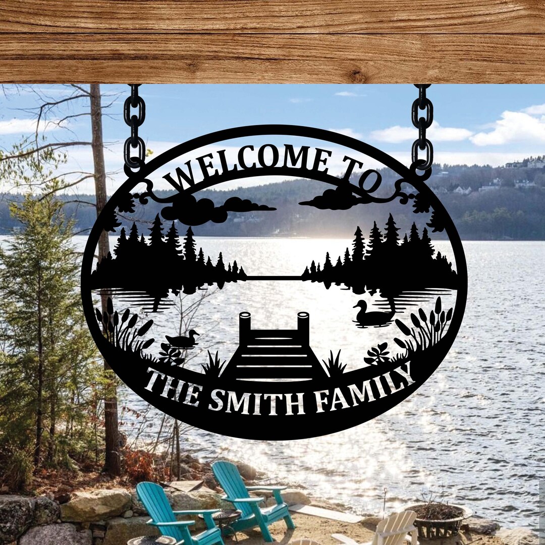 Personalized Metal Cabin Sign Custom Lake House Sign, Lake Gift, Family ...