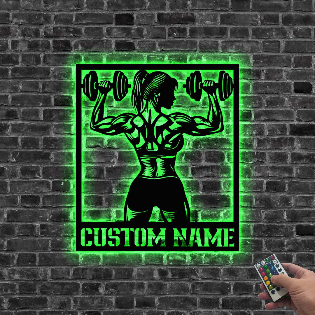 Personalized Gym Signs Led Lights, Home Gym Metal Wall Art, Home Gym ...