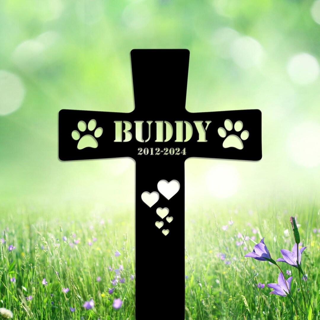 Custom Pet Memorial Stake,dog Paw Prints Grave Marker, Personalized Dog ...