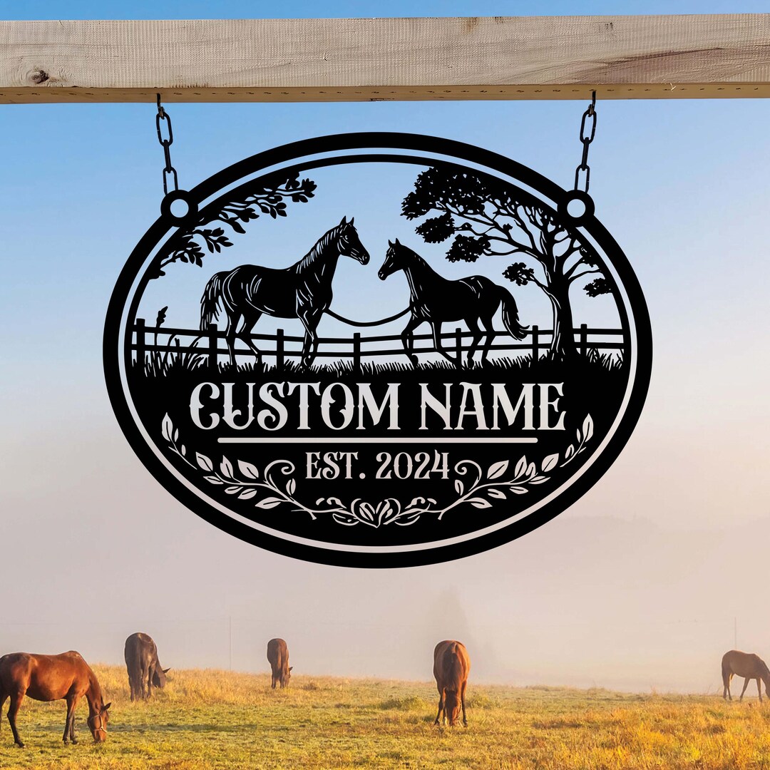 Custom Horses Metal Sign, Farm Sign, Horse Metal Wall Art, Personalized ...