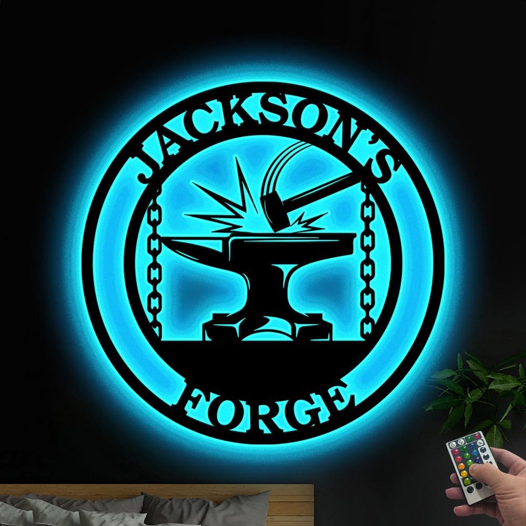 Custom Home Forge Sign Blacksmith Sign Iron Anvil & Hammer Forge Metal ...