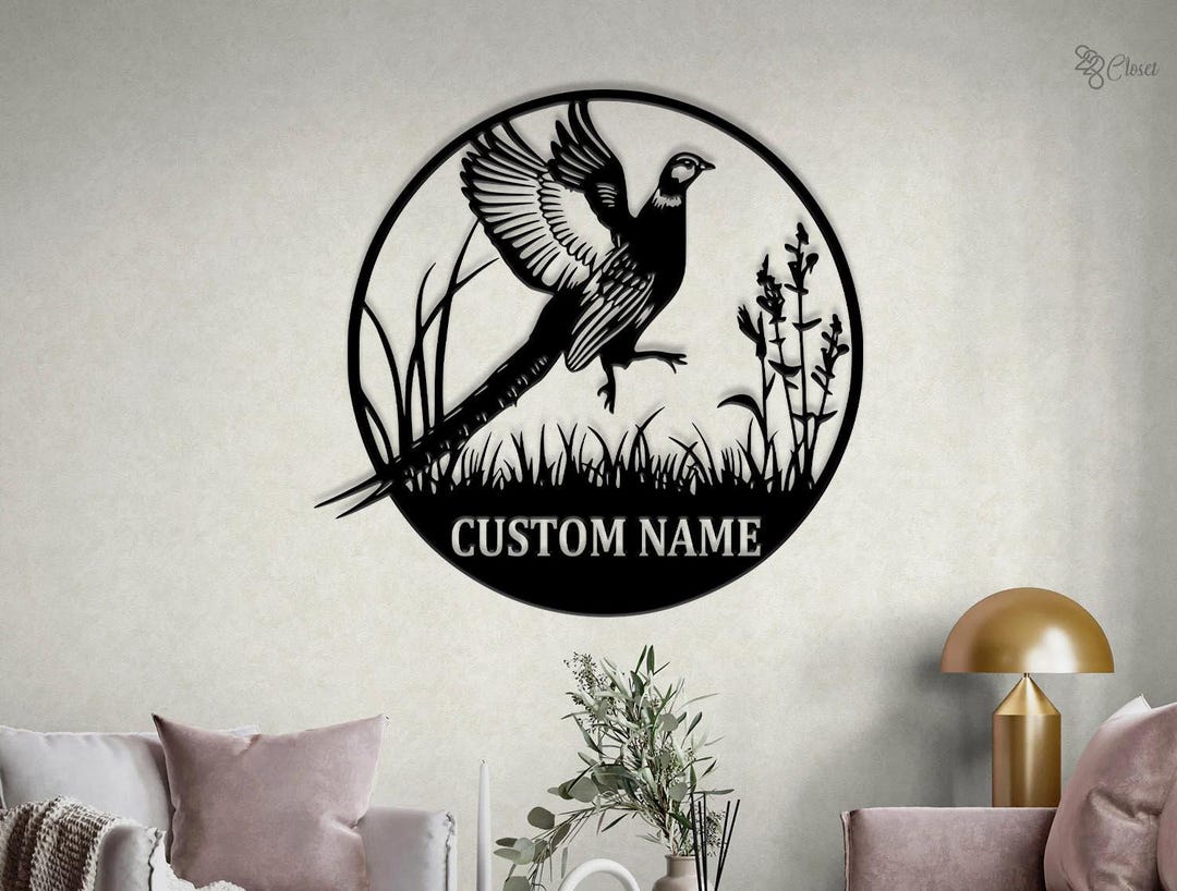Personalized Pheasant Metal Wall Art Custom Pheasant Name Sign ...