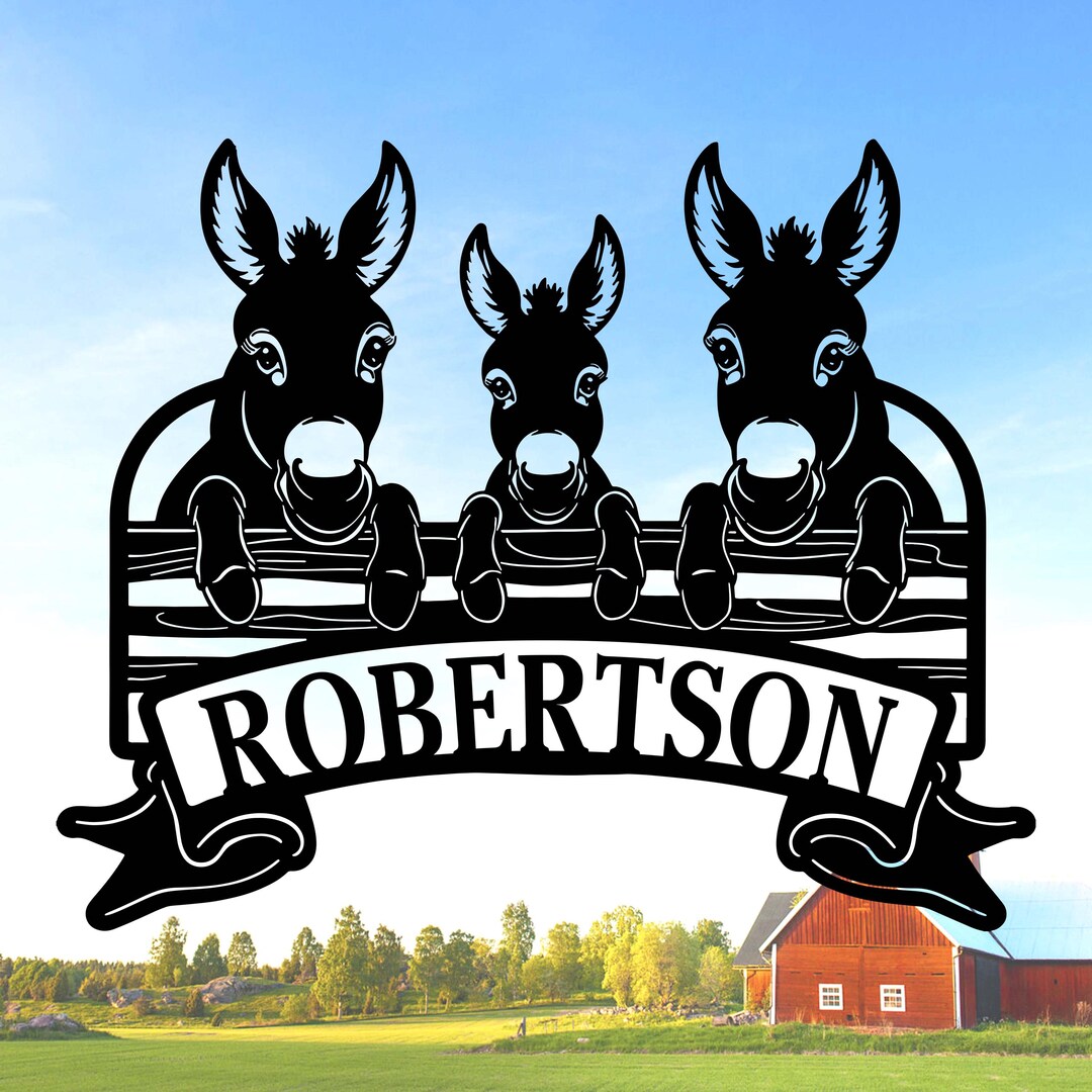 Personalized Donkey Farm Metal Signs, Donkey Metal Wall Art, Donkey ...