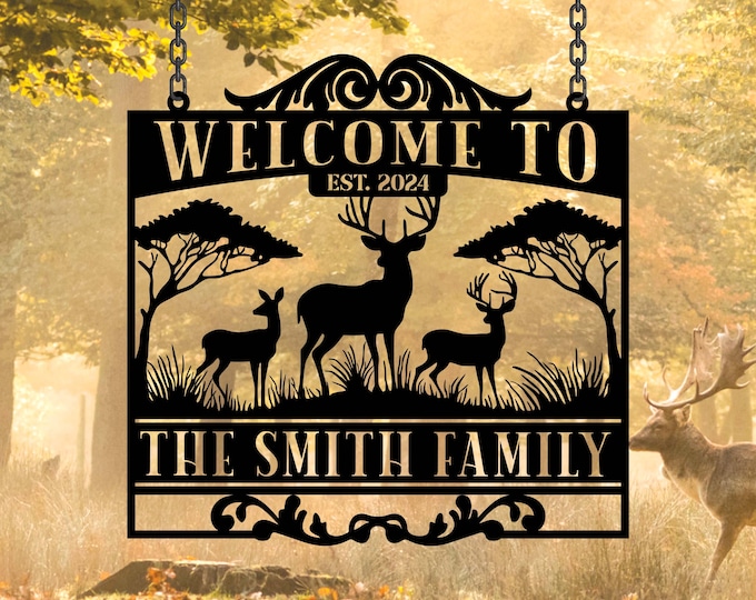 Custom Deer Outdoor Cabin Sign Mountain Decor Hunting Gift for Men ...
