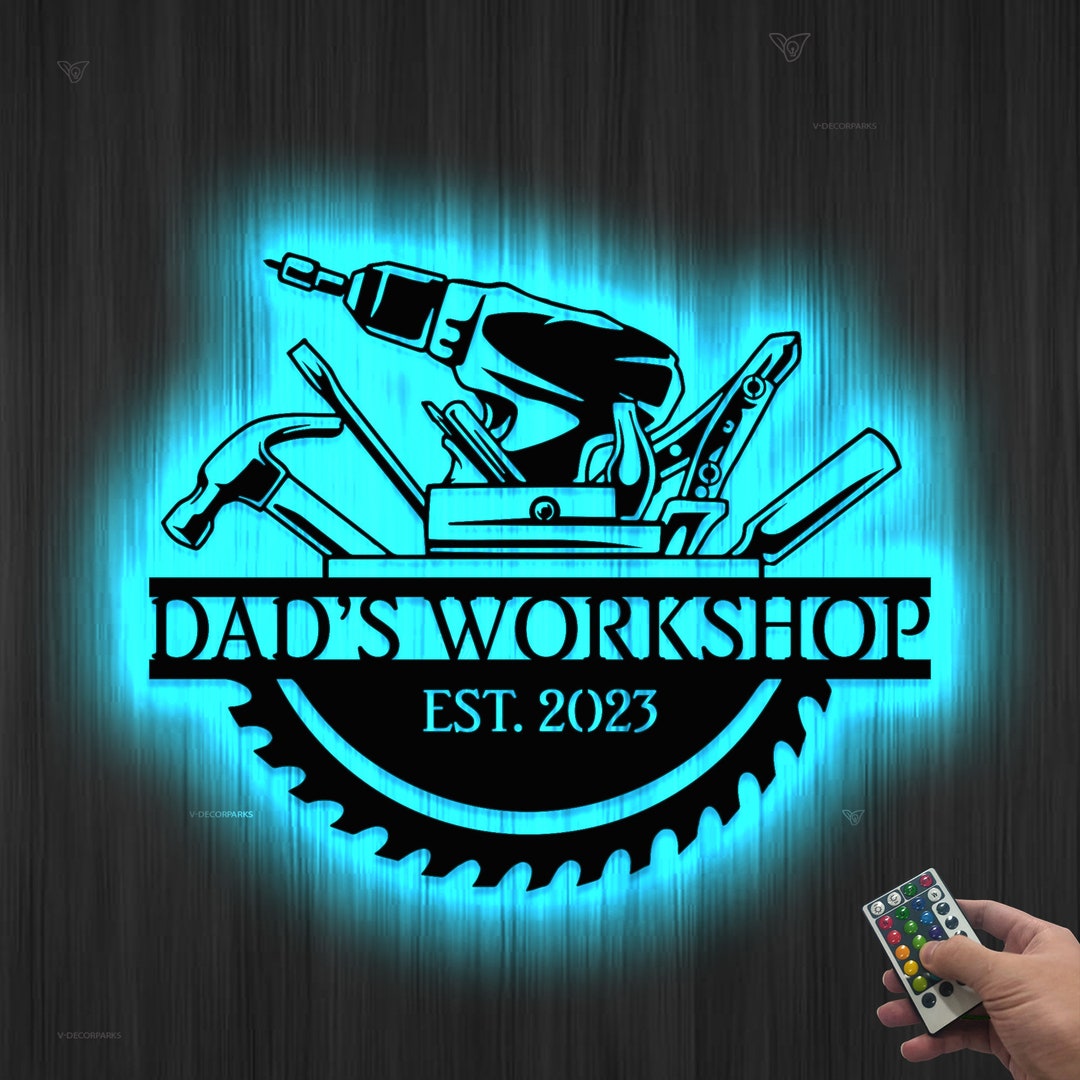 Custom Handyman Tools Metal Wall Art LED Light, Personalized Carpenter ...