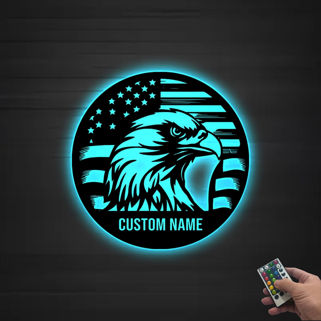 Custom US Flag Eagle Metal Sign, Bald Eagle Sign, Patriotic Wall Art ...