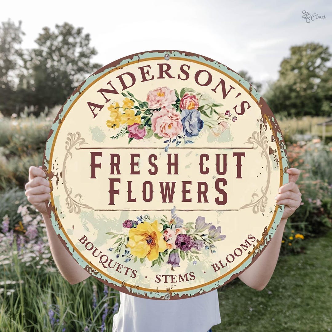 Custom Fresh Cut Flowers Sign, Personalized Garden Shop Sign, Custom ...