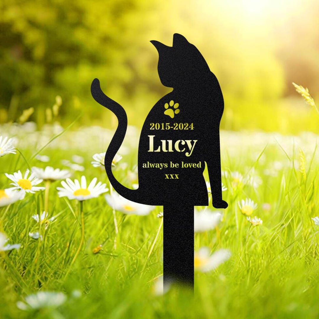 Custom Cat Memorial Stake Cat Memorial Plaque With Stake Cat Grave ...