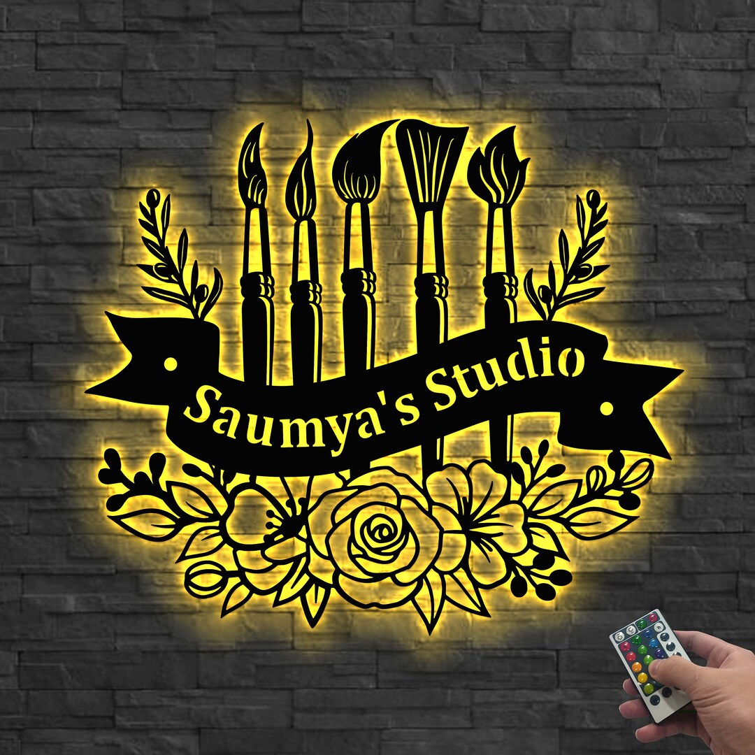 Custom Art Studio Metal Sign LED Light,artist Sign,personalized Painter ...