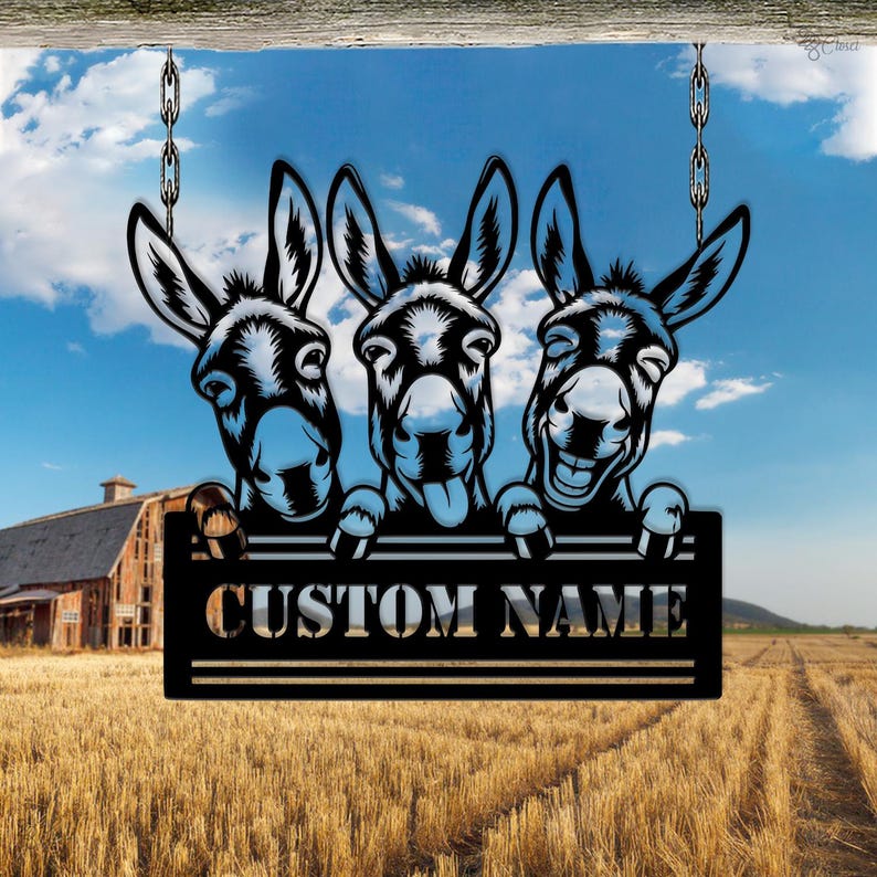 Custom Donkey Farm Sign, Rustic Barn Decor, Funny Farm Animal Wall ...