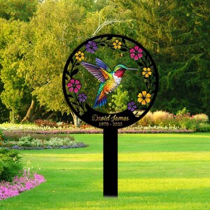 Personalized Hummingbird Memorial Stake Metal, Personalized Hummingbird ...