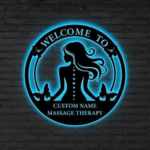 Custom Massage Therapy LED Light Sign, Spa Wall Decor With Name ...