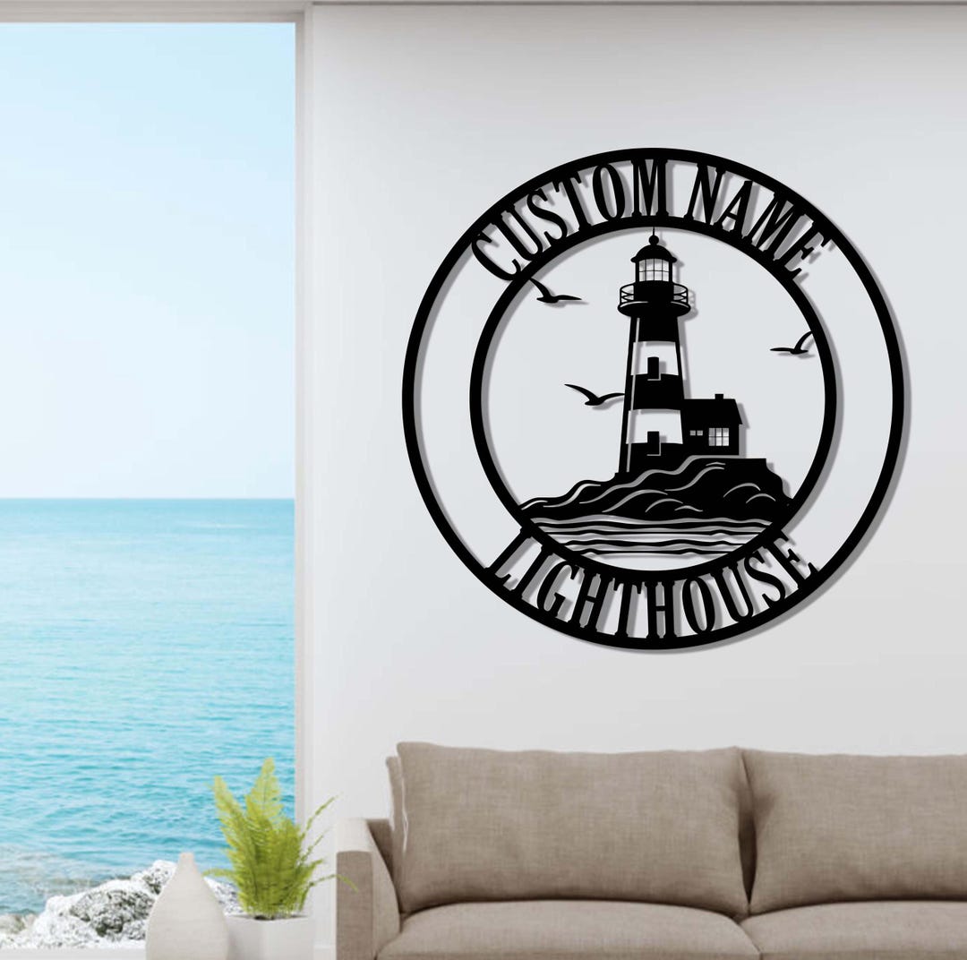 Personalized Lighthouse House Number Sign,lighthouses Metal Wall Art ...