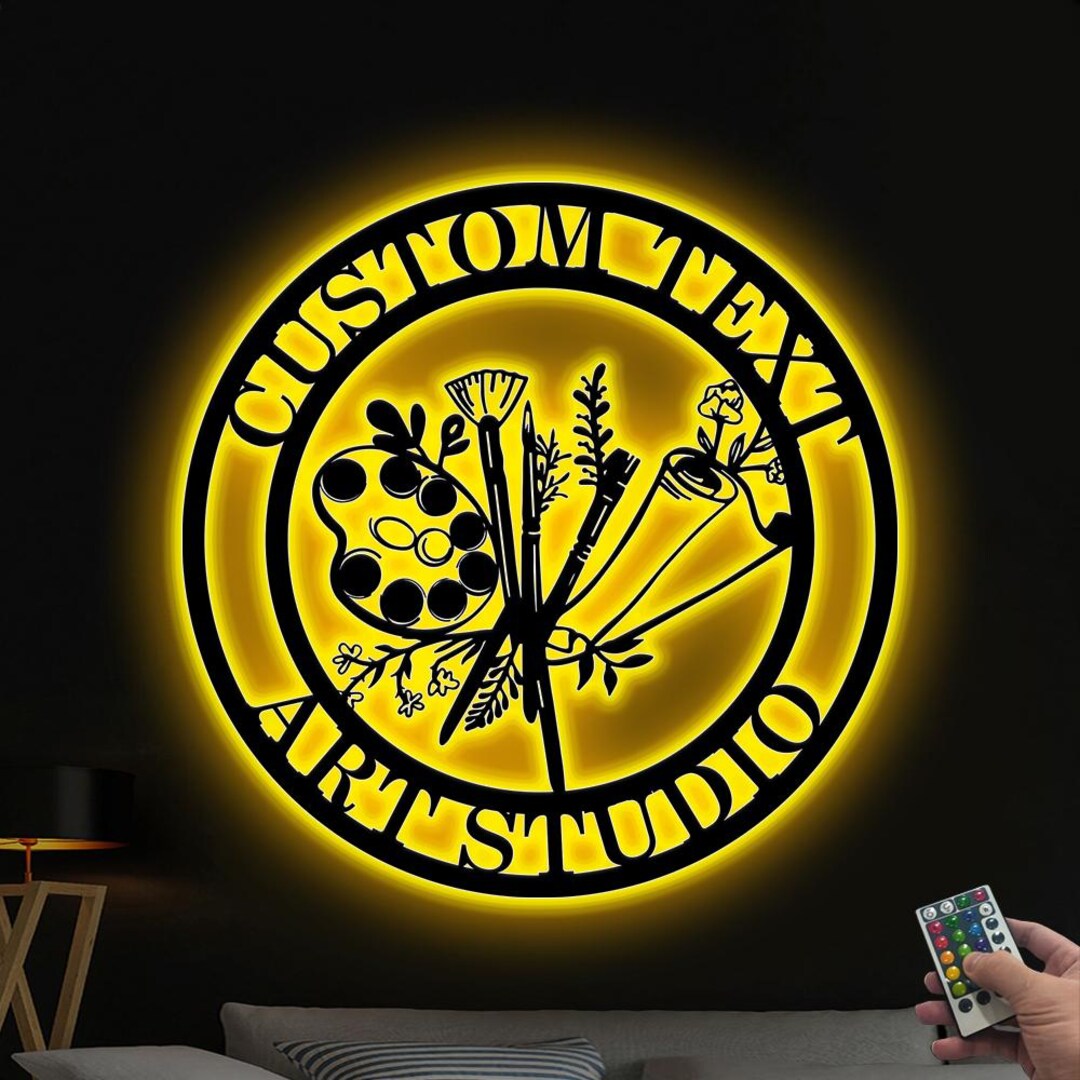 Personalized Art Studio Sign Led Light, Painting Metal Sign, Artists ...