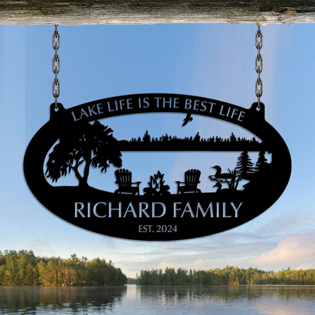 Custom Lake House Metal Sign Wall, Forest Lake Sign, Personalized Lake ...
