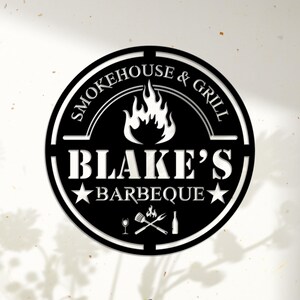 Custom Barbeque Metal Wall Art, Personalized BBQ Metal Sign, Smokehouse ...