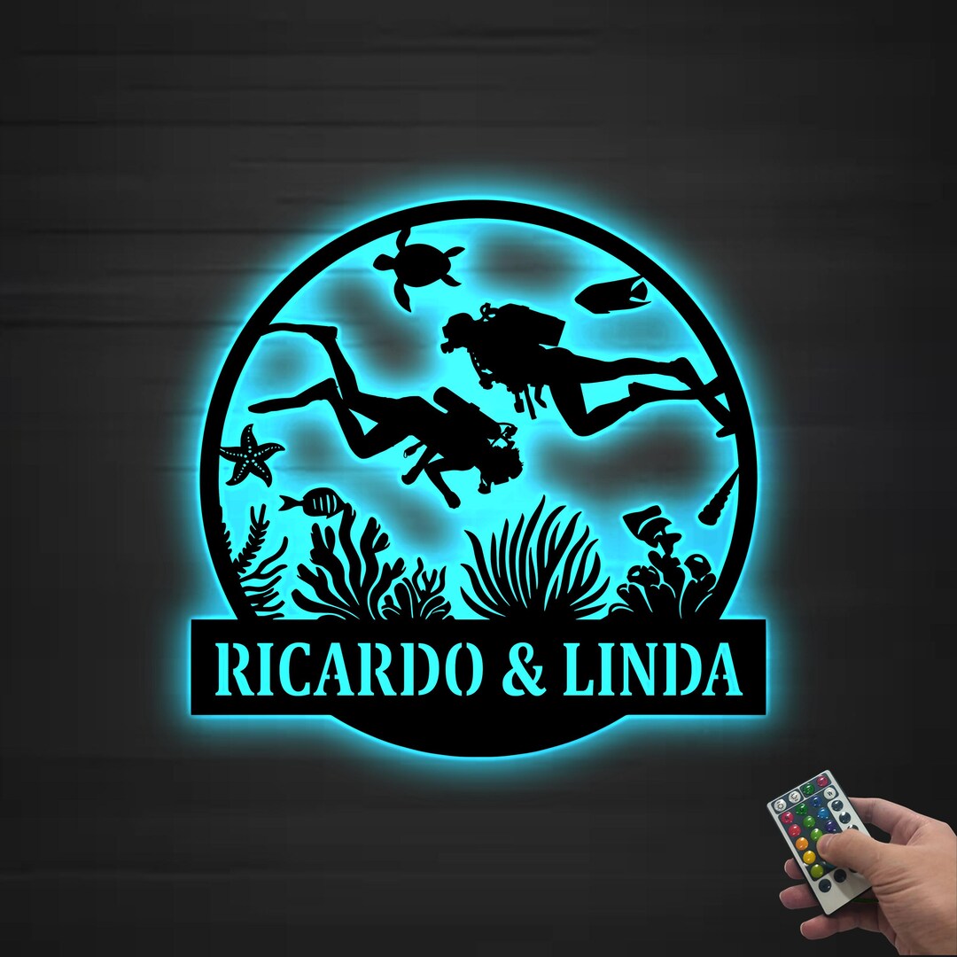 Custom Couple Scuba Diving Metal Sign Art, Personalized Scuba Diving ...