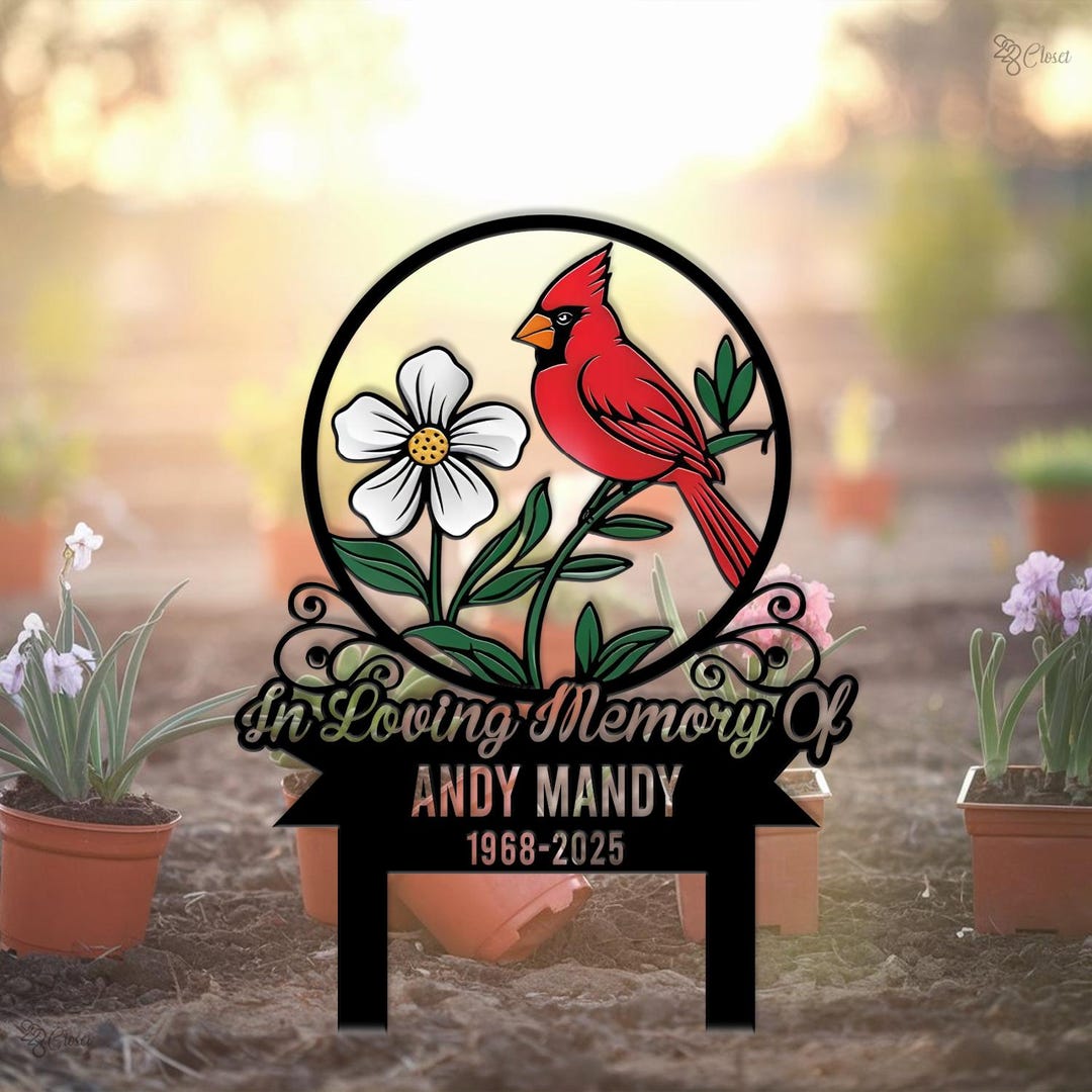 Cardinal Memorial Garden Sign, Personalized Cardinal Grave, Remembrance ...