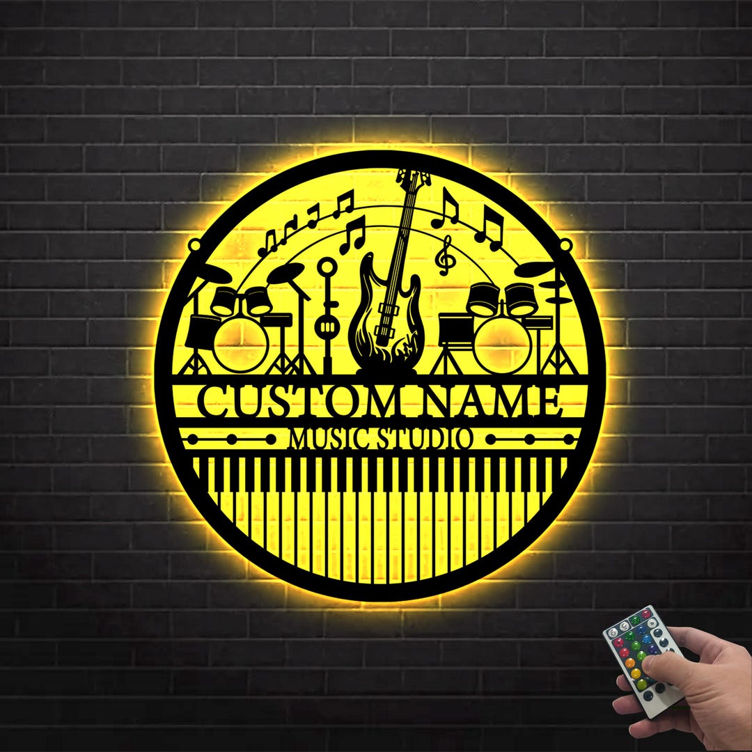 Personalized Musical Instruments Metal Sign, Custom Music Room Decor ...