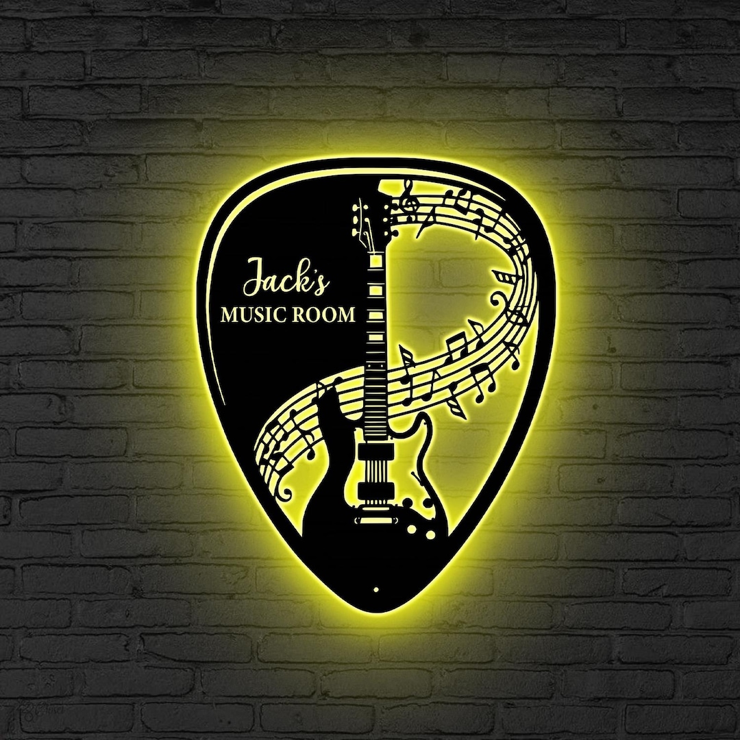 Guitar Metal Wall Art With Led,electric Guitar Sign,custom Guitarist ...