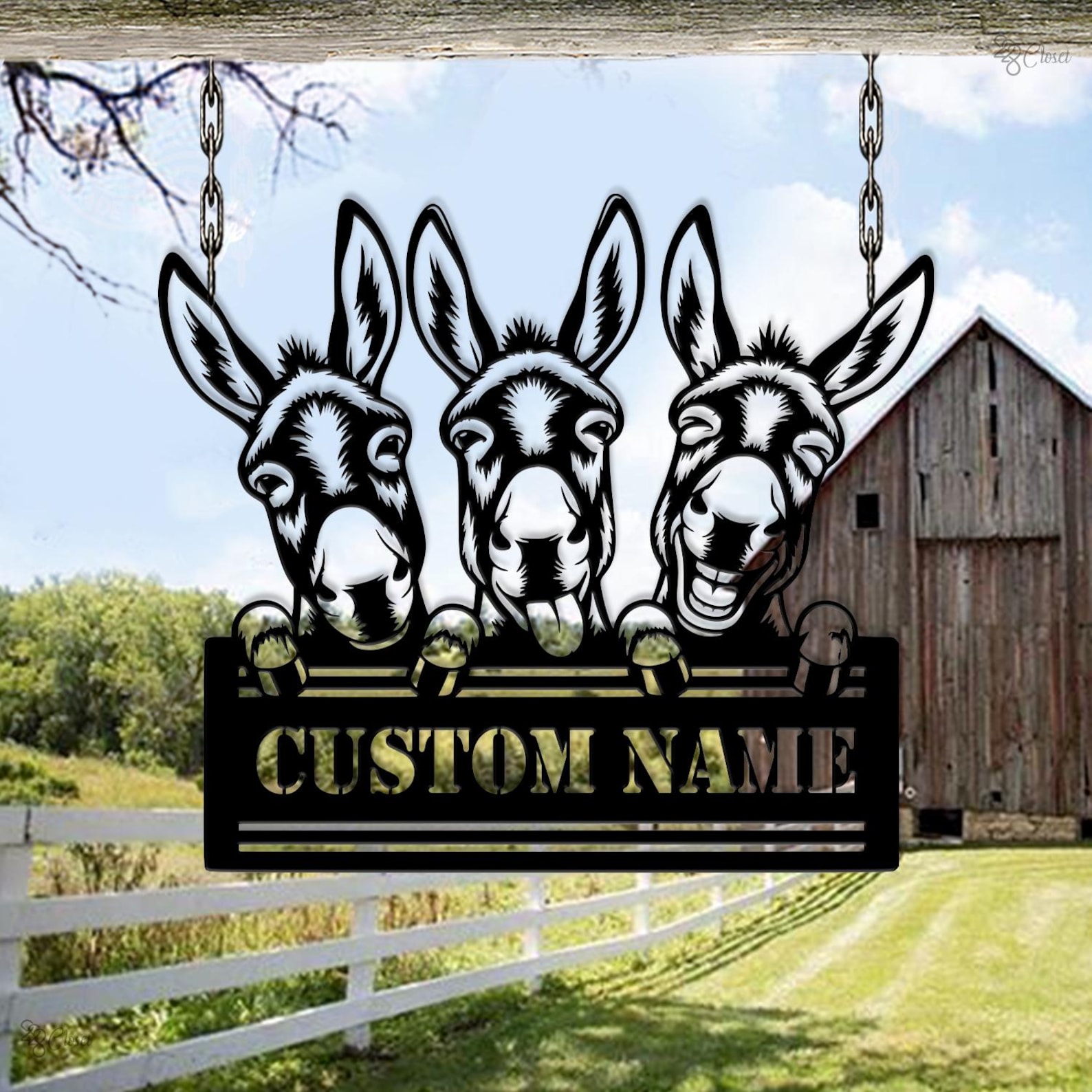 Custom Donkey Farm Sign, Rustic Barn Decor, Funny Farm Animal Wall ...