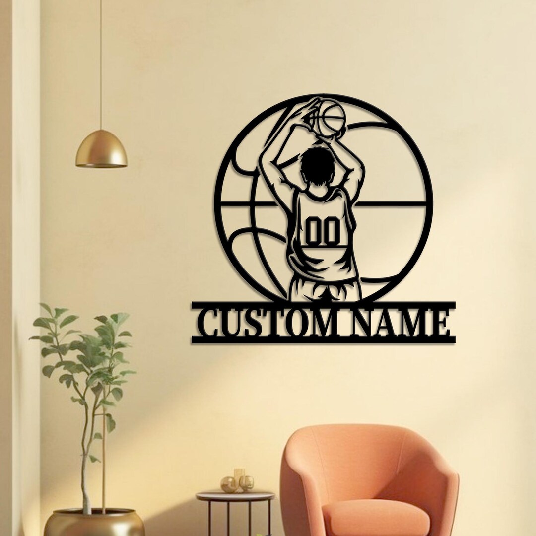 Custom Basketball Metal Wall Art Personalized Basketball Player Sign ...