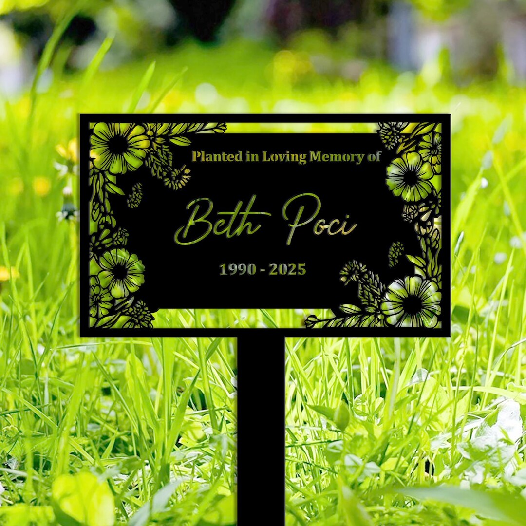 Personalized Memorial Tree Sign With Stake, Custom Metal Grave Marker ...