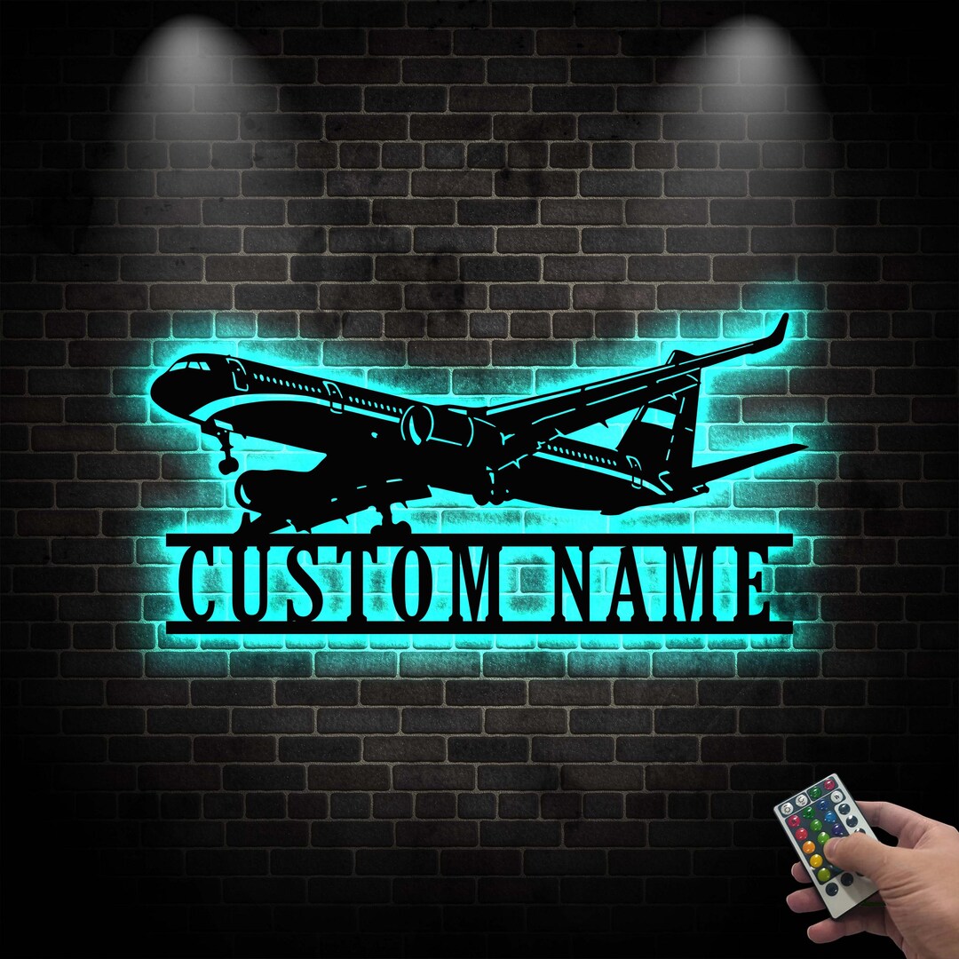 Custom Metal Airplane Hangar Sign Led Light / Personalized Pilot Name ...
