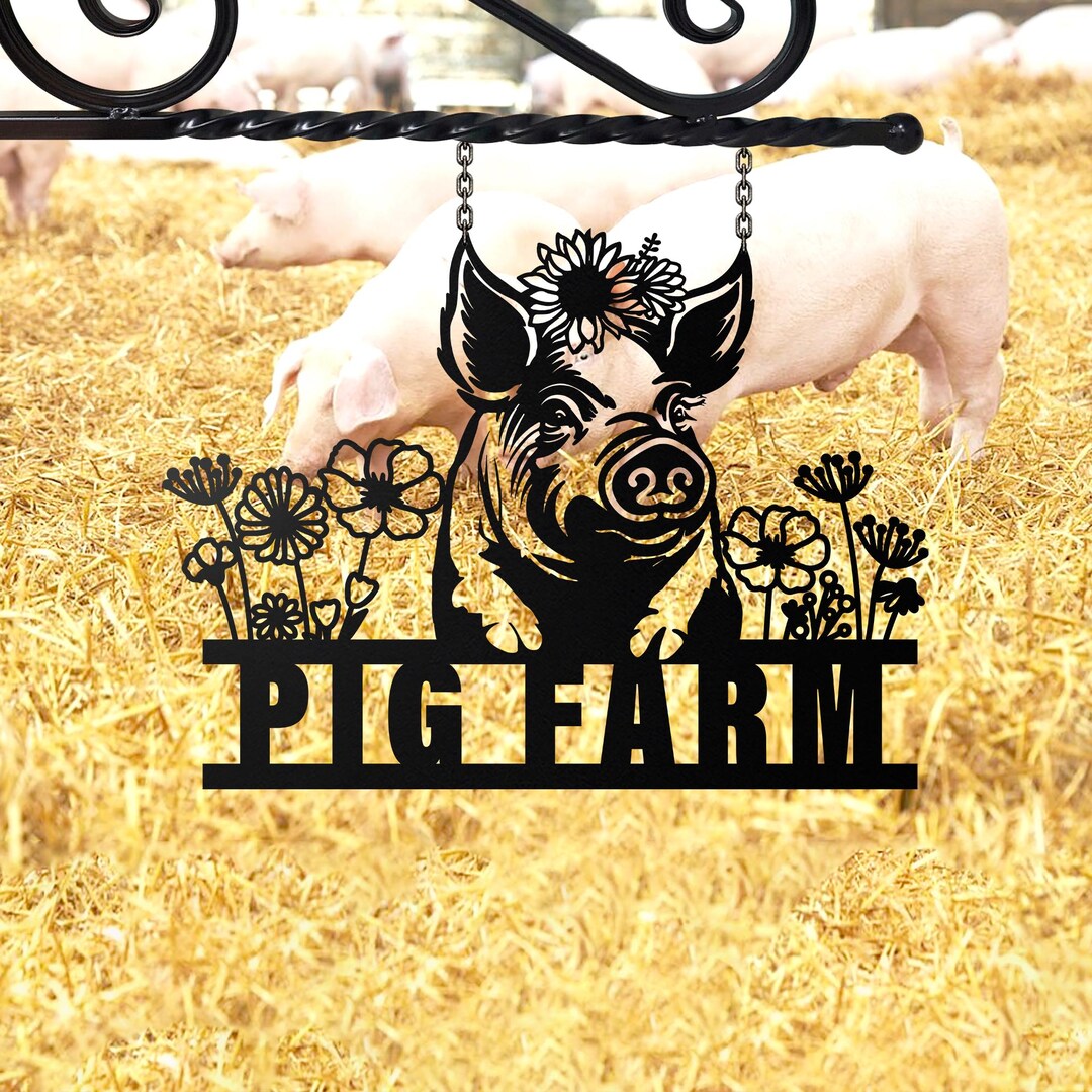 Custom Metal Pig Sign Personalized Metal Pig Farm Sign Pig Metal Wall ...