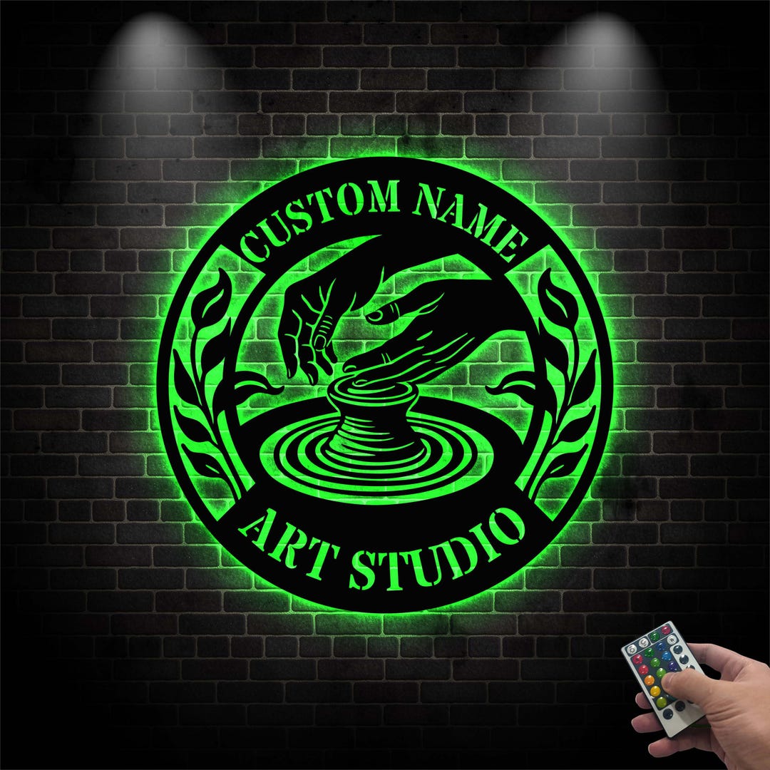 Personalized Pottery Making Metal Sign With Led Light, Pottery Studio ...