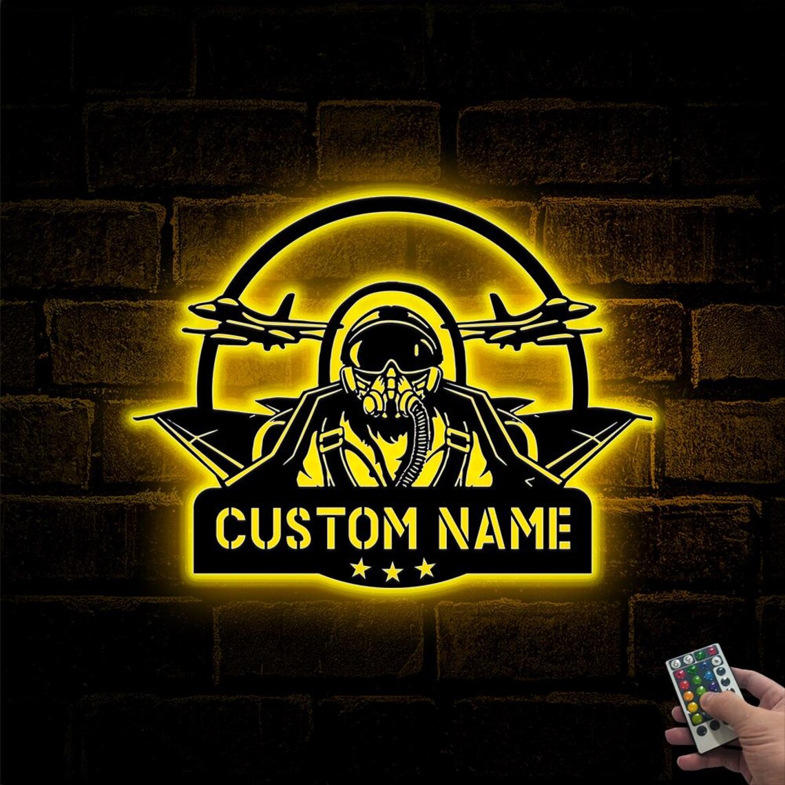Custom Fighter Jet Metal Wall Art LED Personalized Aircraft Airforce ...