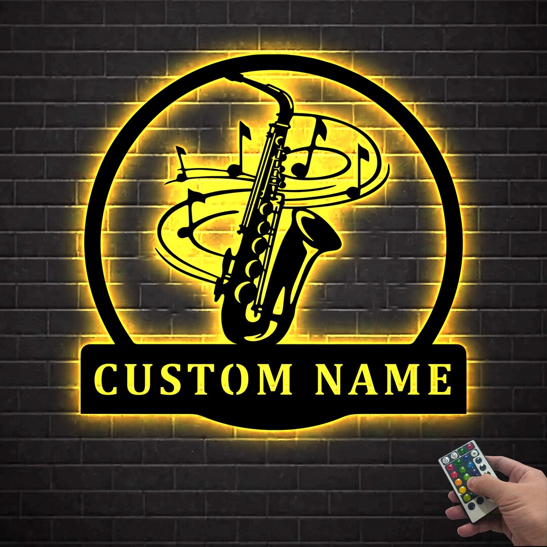 Custom Musical Instrument Metal Wall Art LED Light Personalized ...