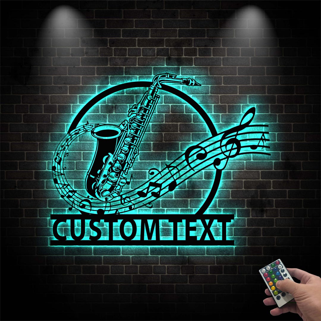 Personalized Saxophone Metal Wall Art LED Lights, Saxophone Metal Signs ...